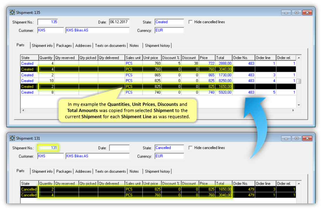 ProdMaster | How to add Shipment Lines from existing Shipment